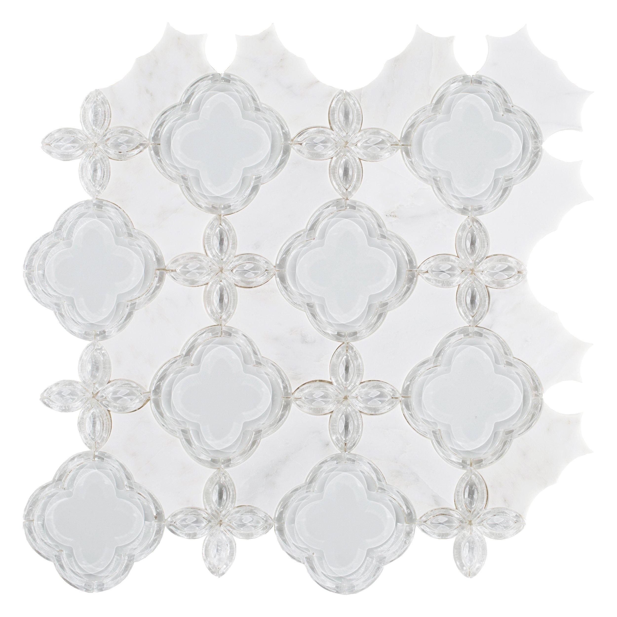 Carrara Thassos Hera Waterjet Marble Mosaic 14 X 17 100247998 Floor And Decor
