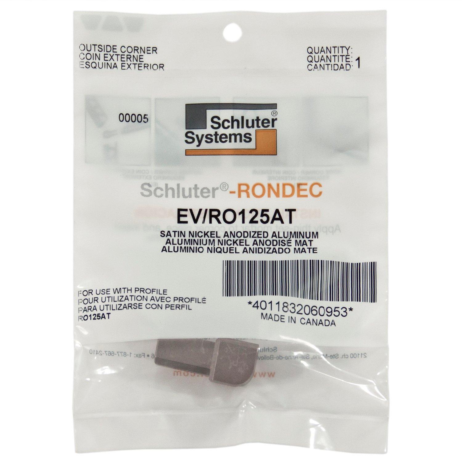 Schluter-Rondec Inside Corner for 3/8in. Satin Nickel Anodized Aluminum ...